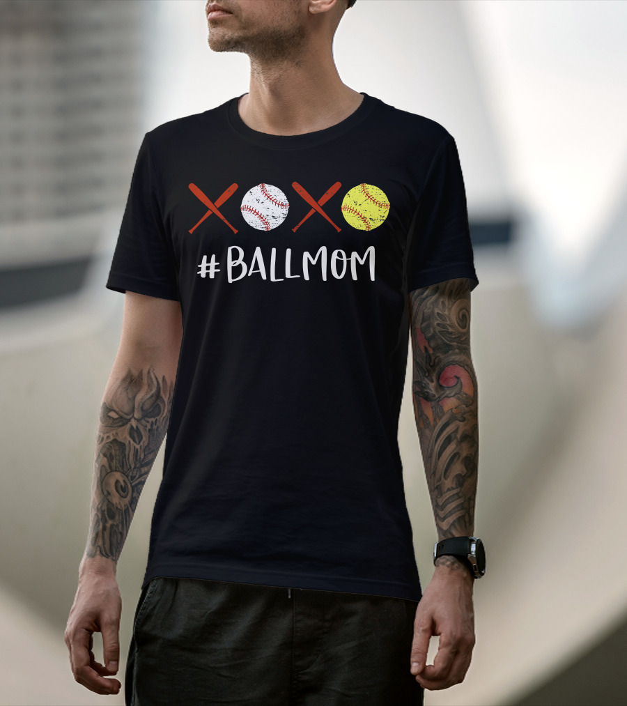 Ball Mom Baseball Softball XOXO T-Shirt