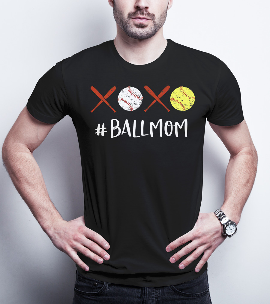 Ball Mom Baseball Softball XOXO T-Shirt