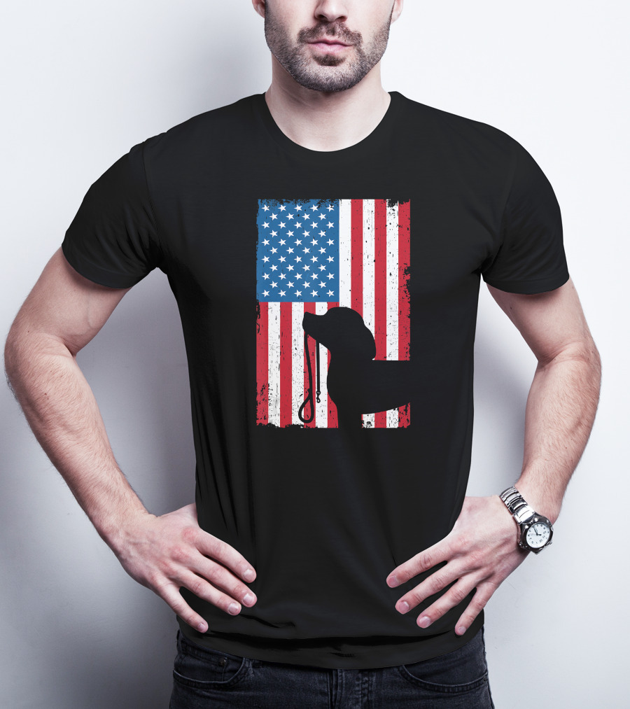 Beagle Silhouette American Flag Patriotic T-Shirt