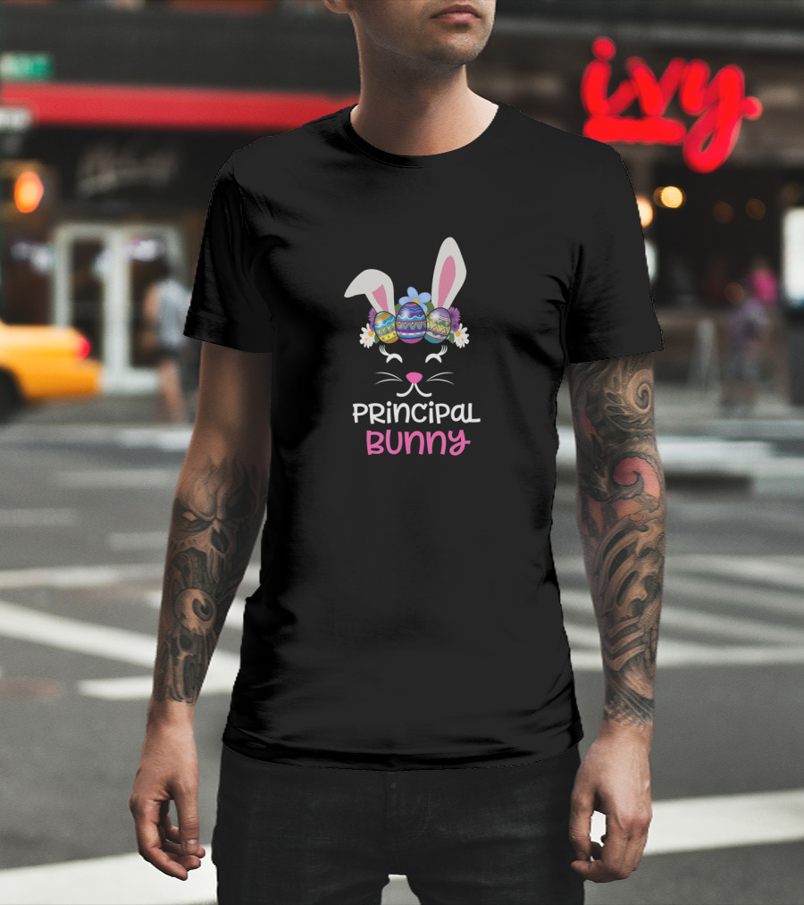 Principal Bunny Face With Easter Egg Headband Costume T-Shirt