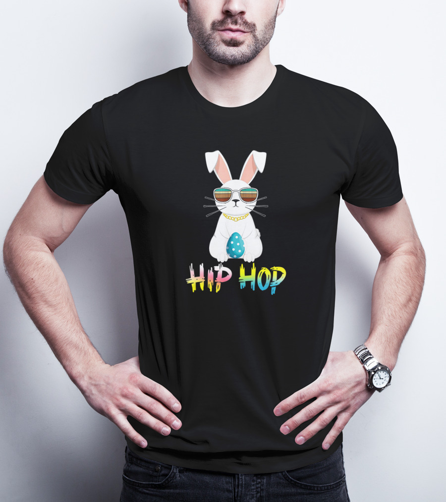 Hip Hop Bunny Easter With Sunglasses And Egg T-Shirt