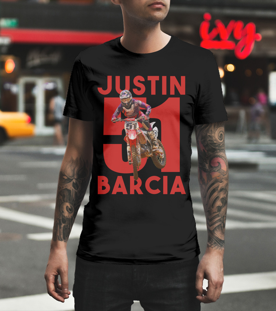 Justin Barcia 51 Motocross Rider Racing Action T-Shirt