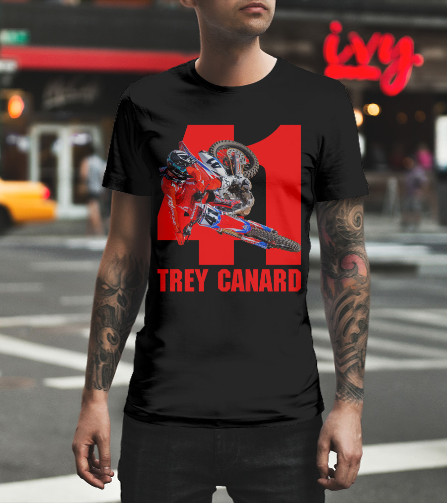 Trey Canard 41 Red Motocross Racer Action T-Shirt