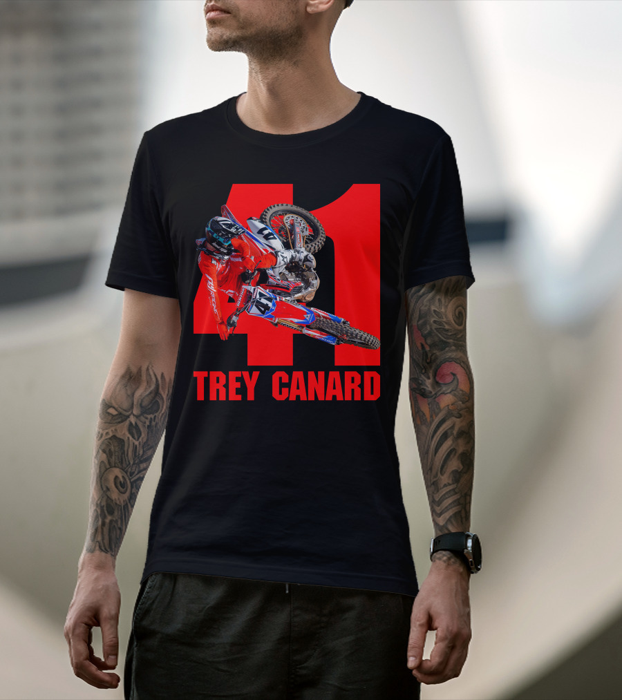 Trey Canard 41 Red Motocross Racer Action T-Shirt