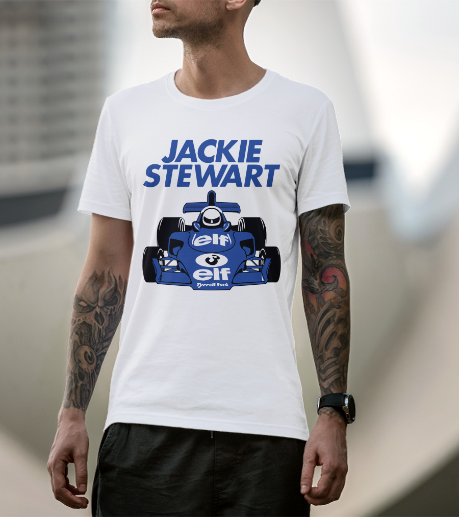 Jackie Stewart Tyrrell Ford Elf Racing Car T-Shirt