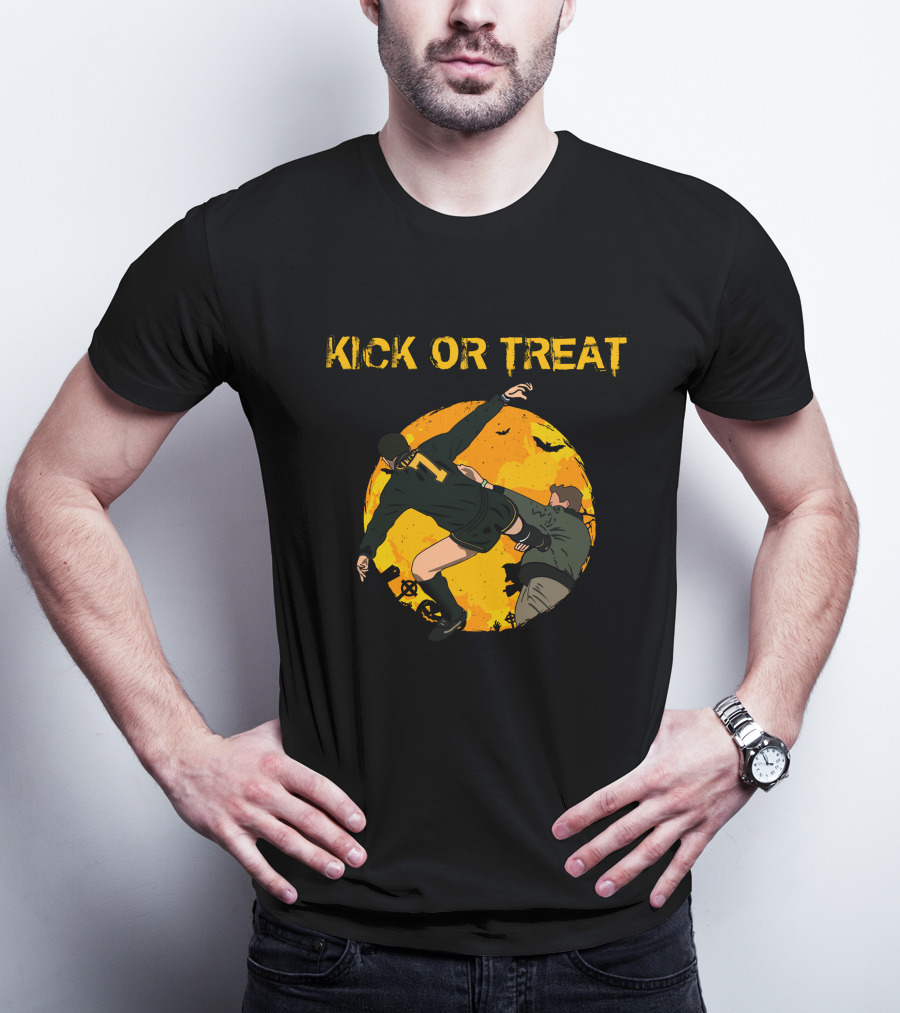 Kick Or Treat Soccer Halloween Action T-Shirt