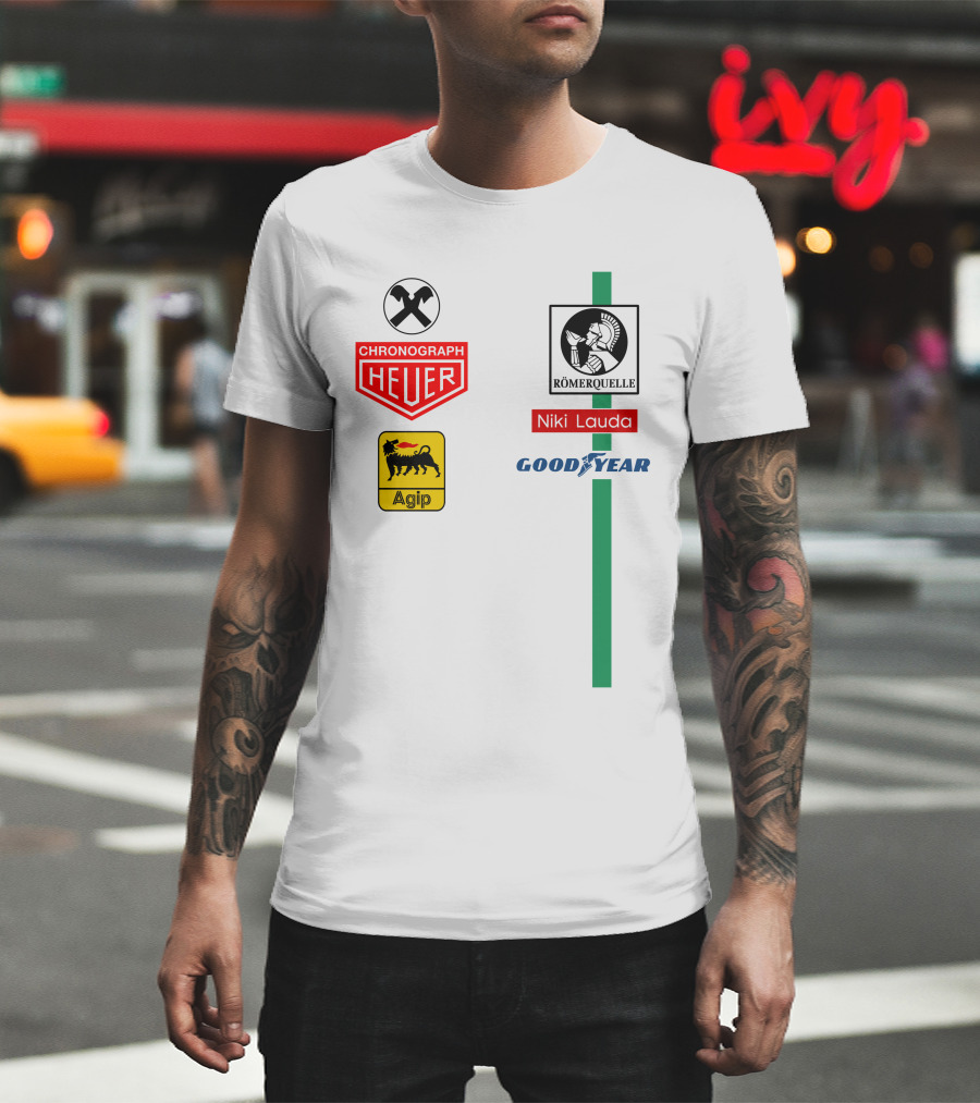 Heuer Chronograph Agip Römerquelle Niki Lauda Goodyear T-Shirt