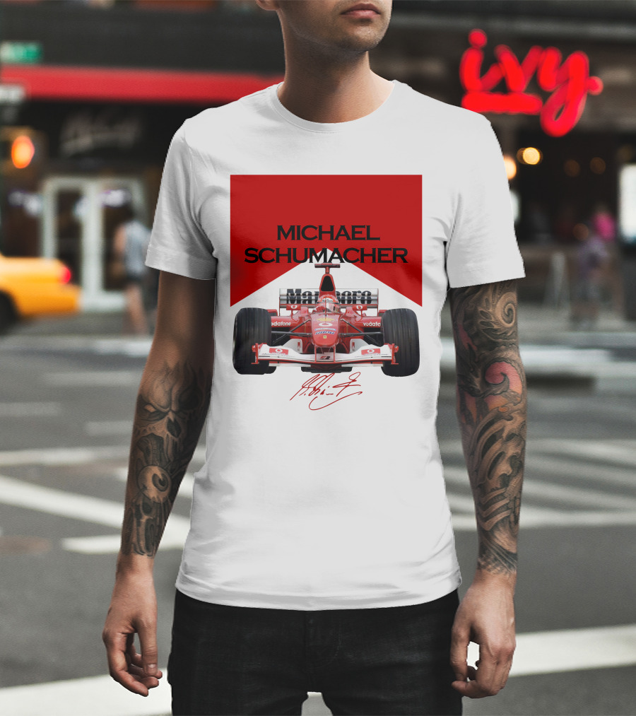 Michael Schumacher Formula One Racing Car Signature T-Shirt