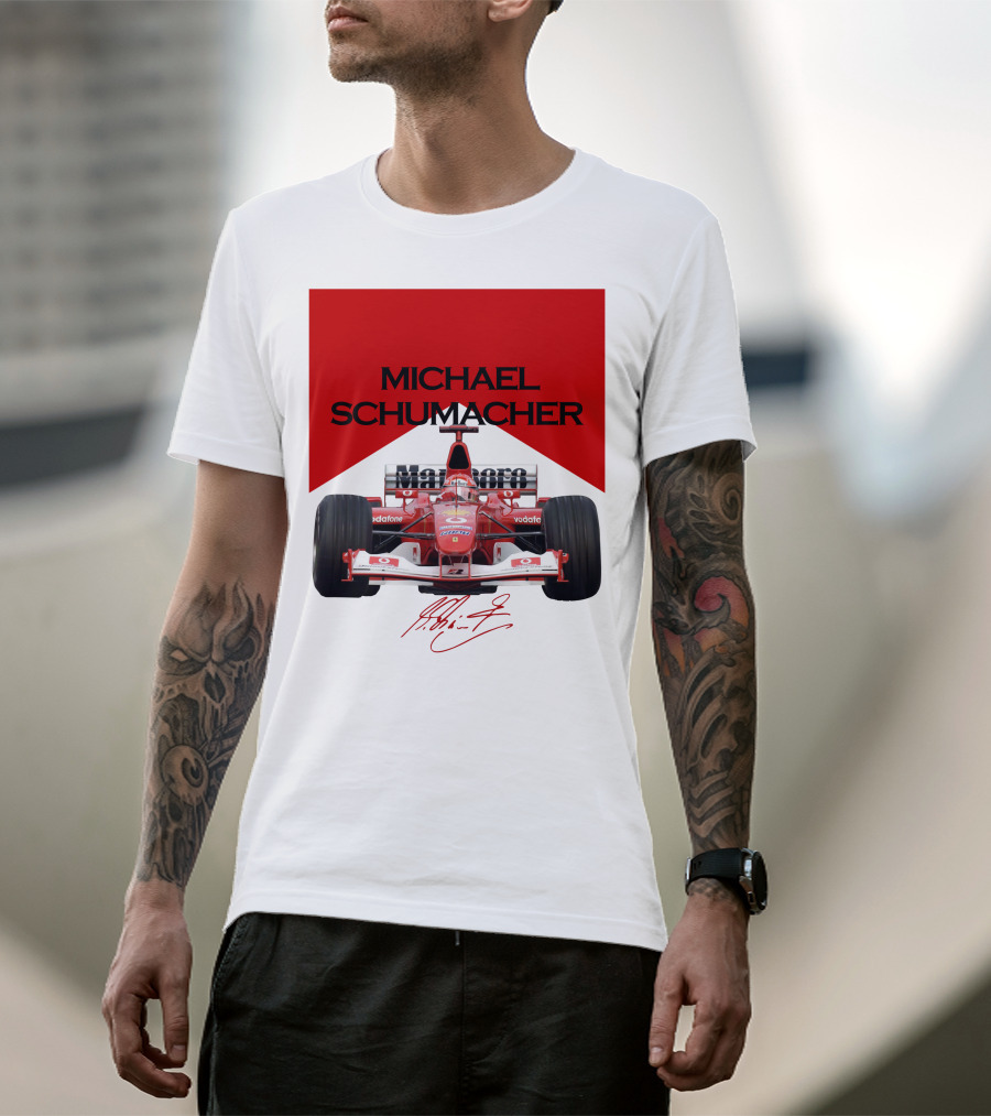 Michael Schumacher Formula One Racing Car Signature T-Shirt