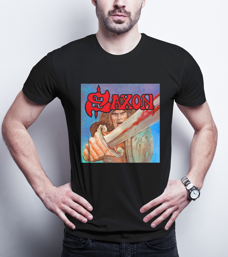 SAXON Crusader Warrior With Bloodied Sword T-Shirt