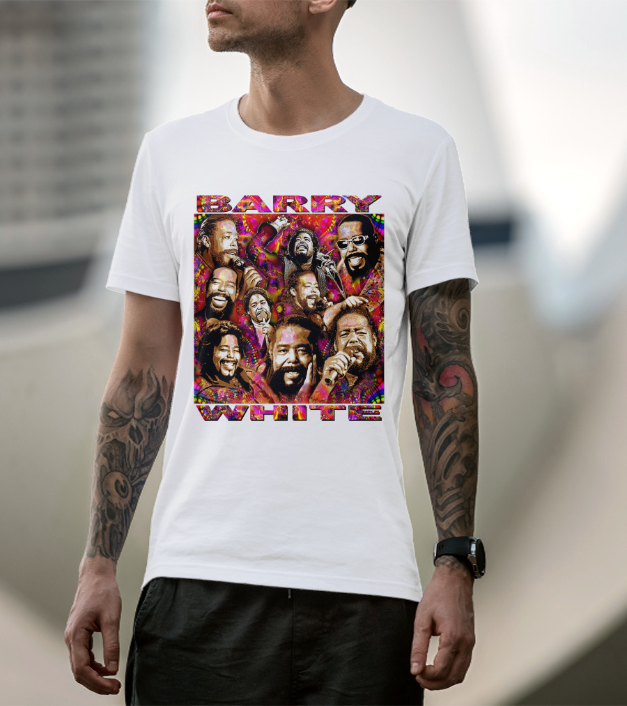 BARRY WHITE 31 Collage Of Iconic Vocal Performances T-Shirt