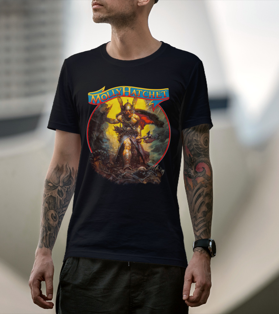 Molly Hatchet Flirting With Disaster Viking Warrior Fantasy T-Shirt