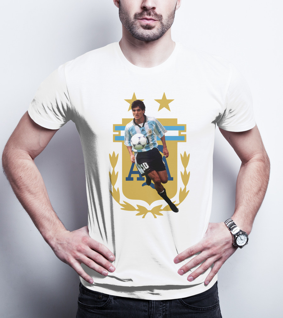 Argentinian Soccer Legend Number 10 Ortega AFA Emblem T-Shirt