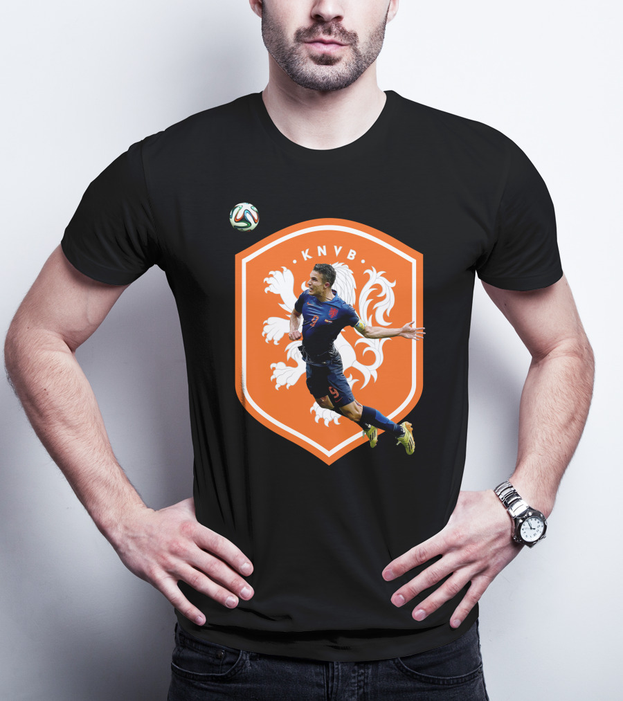 KNVB Netherlands Flying Header Football Icon Robin Van Persie T-Shirt