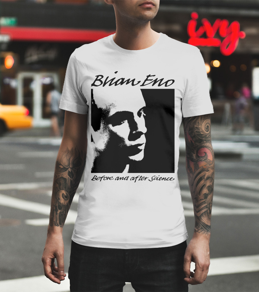 Brian Eno Before And After Science Album Face Black And White Profile T-Shirt