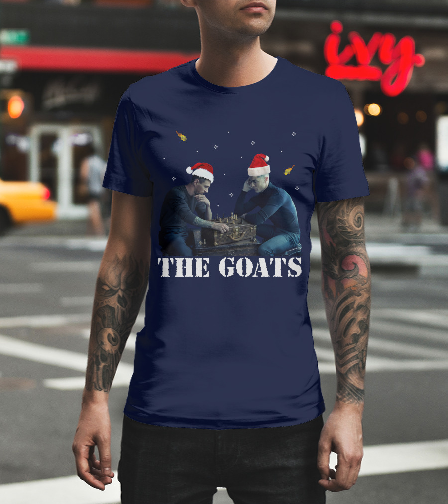 The Goat Xmas Chess Match With Santa Hats T-Shirt