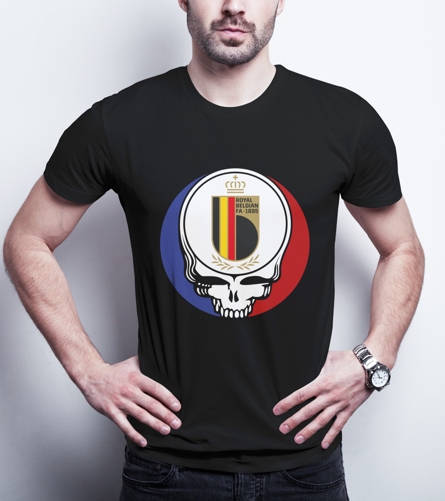 Belgian Red Devils Grateful Dead Royal Belgian FA 1895 Skull Emblem T-Shirt