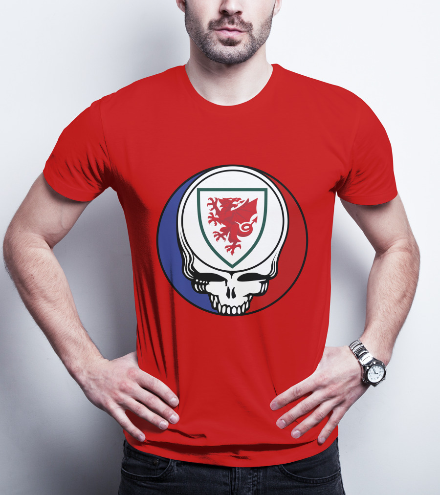 Wales National Football Team Grateful Dead Skull Emblem T-Shirt