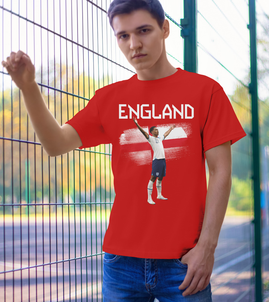 Jude Bellingham England Football Celebration With Red Cross T-Shirt