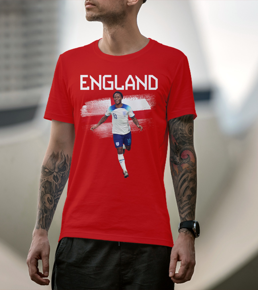 Raheem Sterling England Football 10 Euro Kit Cross Background T-Shirt