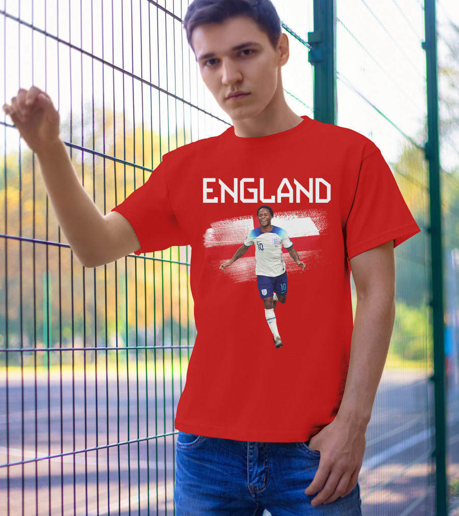 Raheem Sterling England Football 10 Euro Kit Cross Background T-Shirt