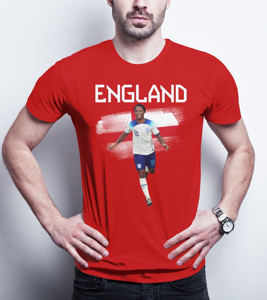 Raheem Sterling England Football 10 Euro Kit Cross Background T-Shirt