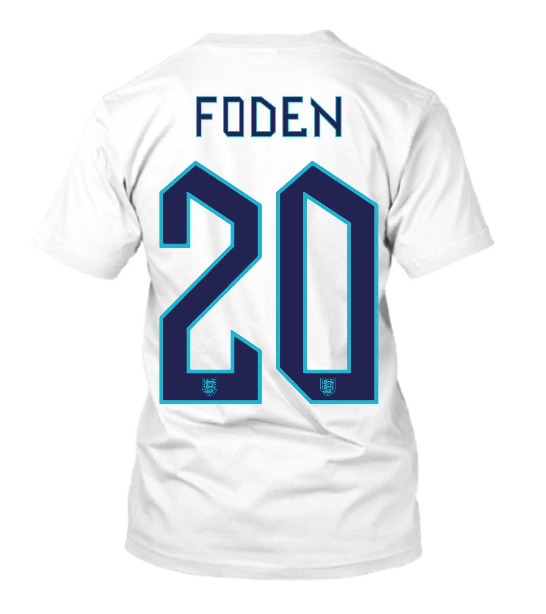 Foden 20 England Football Crest Lions Roses Star T-Shirt