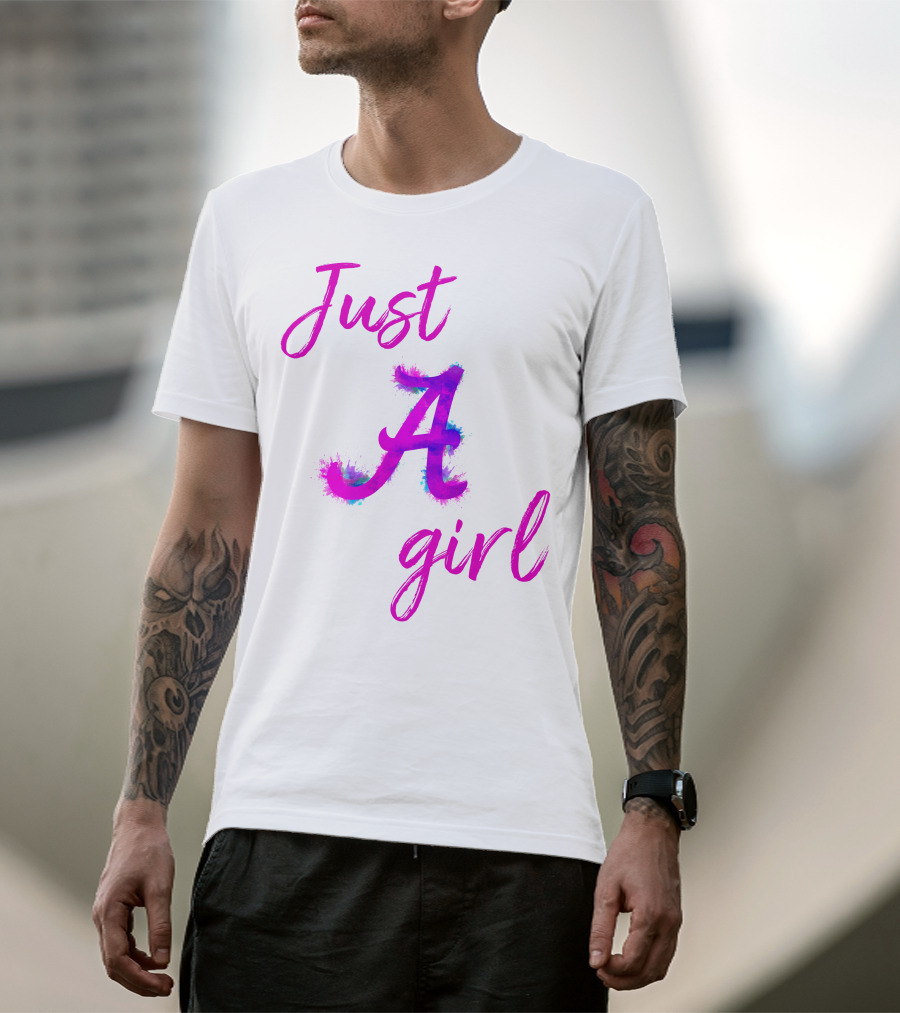 Just A Girl Aesthetic Calligraphy Bright Colors T-Shirt