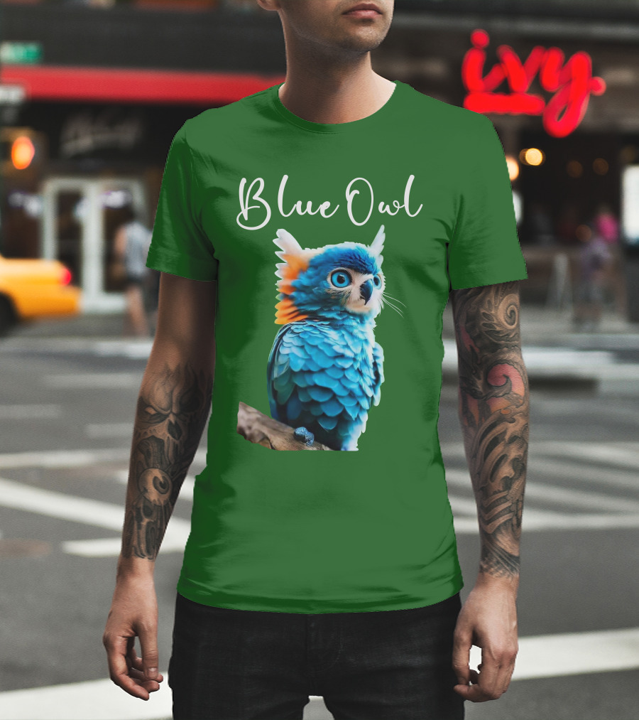 Beautiful Blue Owl Fantasy Creature T-Shirt