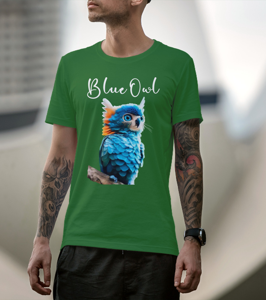 Beautiful Blue Owl Fantasy Creature T-Shirt