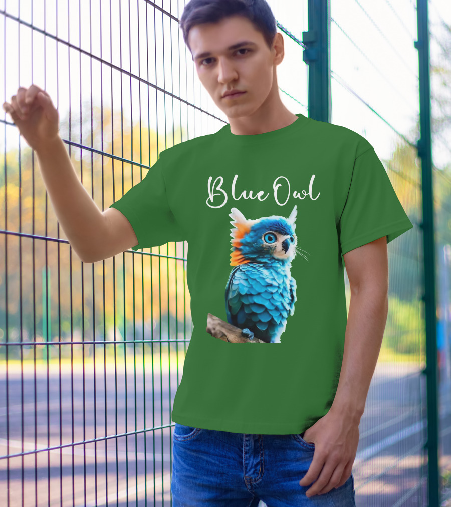 Beautiful Blue Owl Fantasy Creature T-Shirt