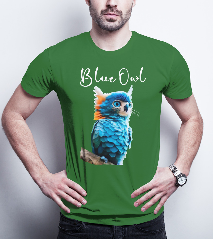 Beautiful Blue Owl Fantasy Creature T-Shirt