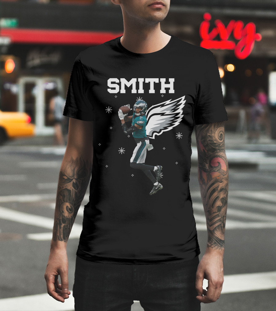 Smith DeVonta Eagles Wings Christmas PE T-Shirt