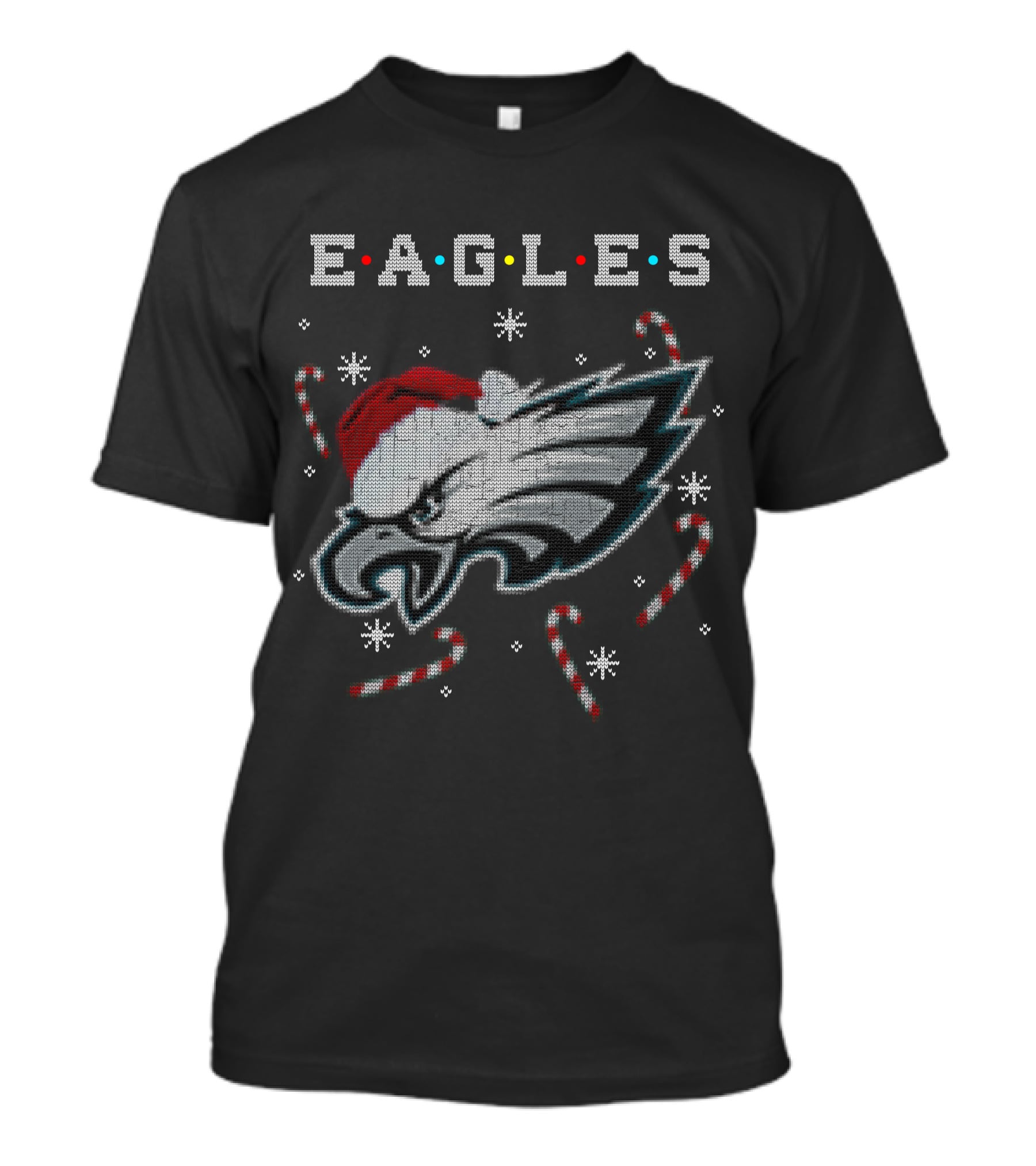 Eagles Candy Cane Santa Hat Christmas T-Shirt