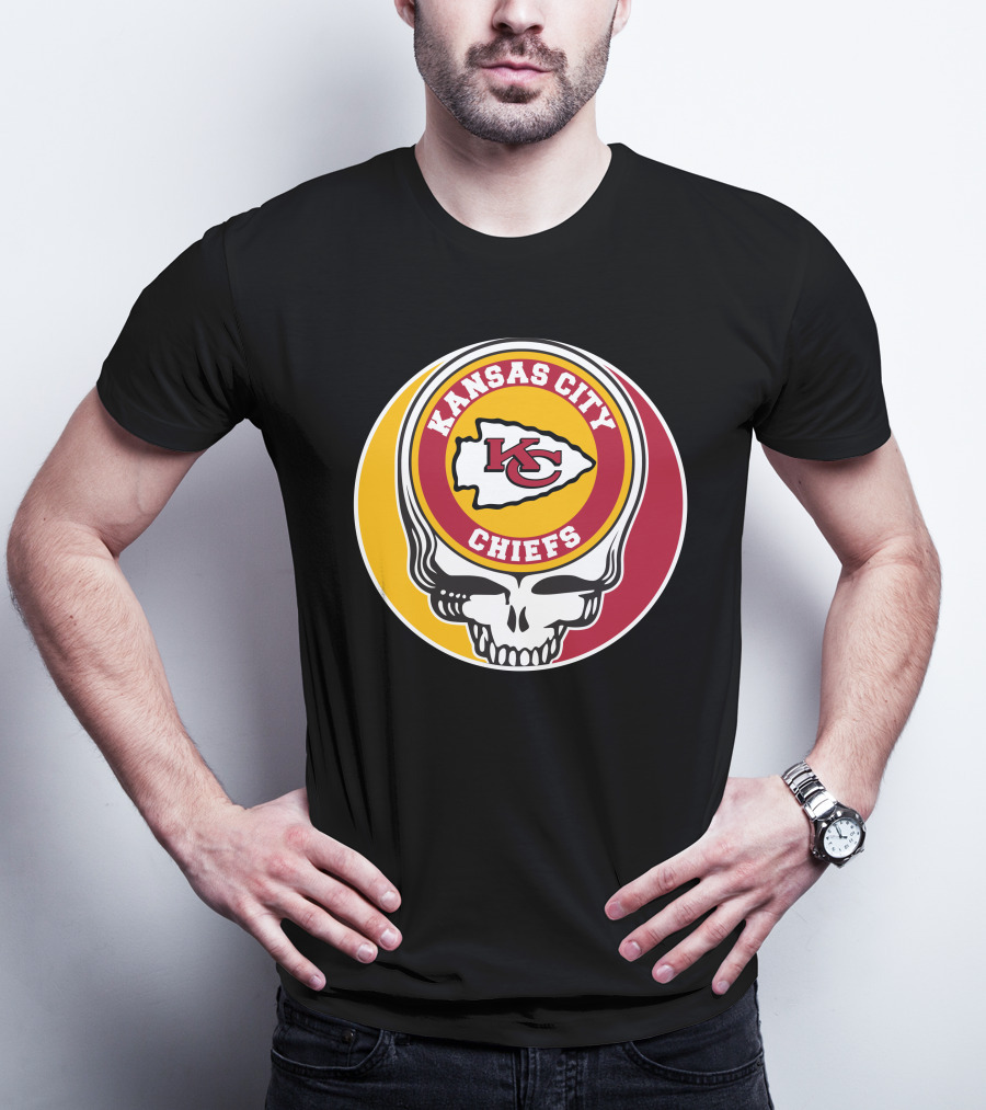Kansas City Chiefs Grateful Dead Skull Logo Collaboration T-Shirt