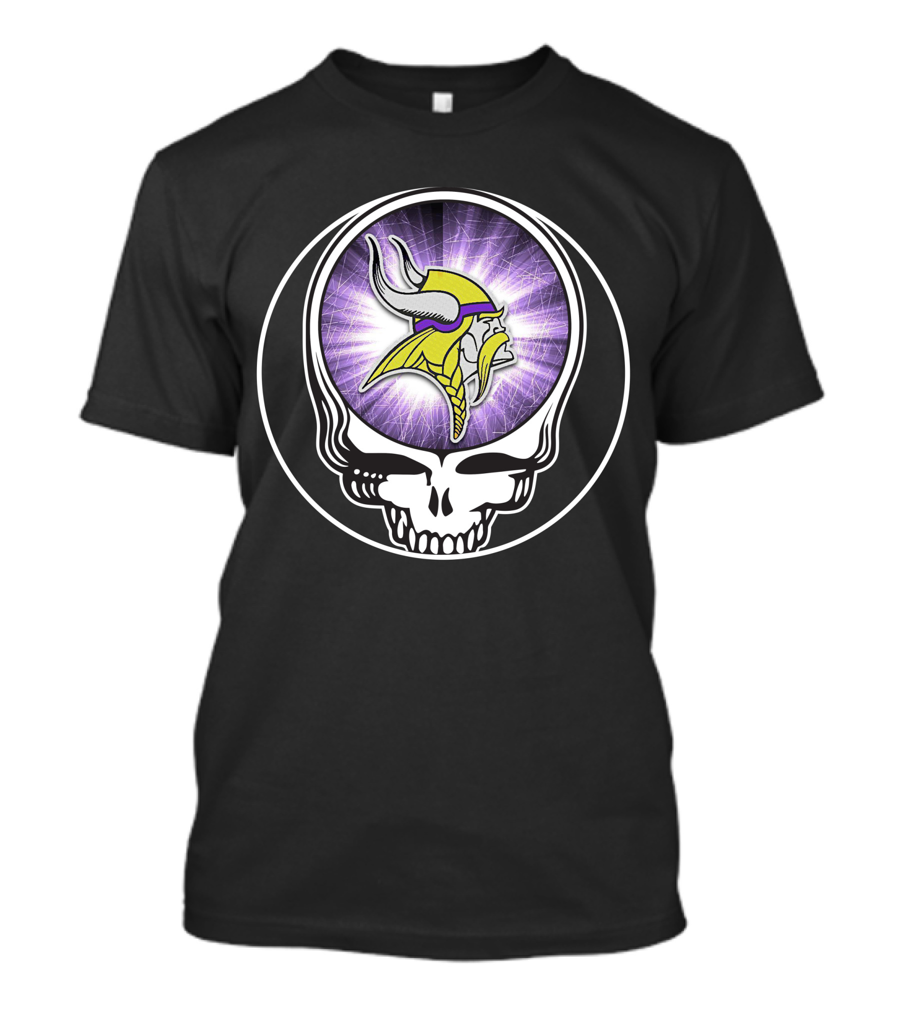 Minnesota Vikings Grateful Dead Skull Logo Fusion T-Shirt