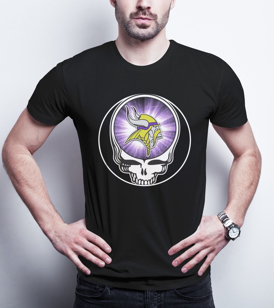Minnesota Vikings Grateful Dead Skull Logo Fusion T-Shirt
