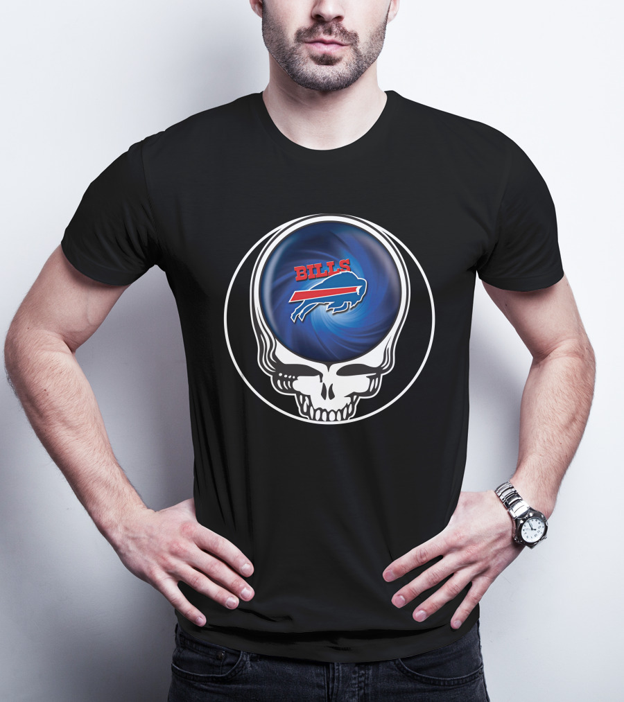 Buffalo Bills Grateful Dead Skull Icon With Spiral T-Shirt