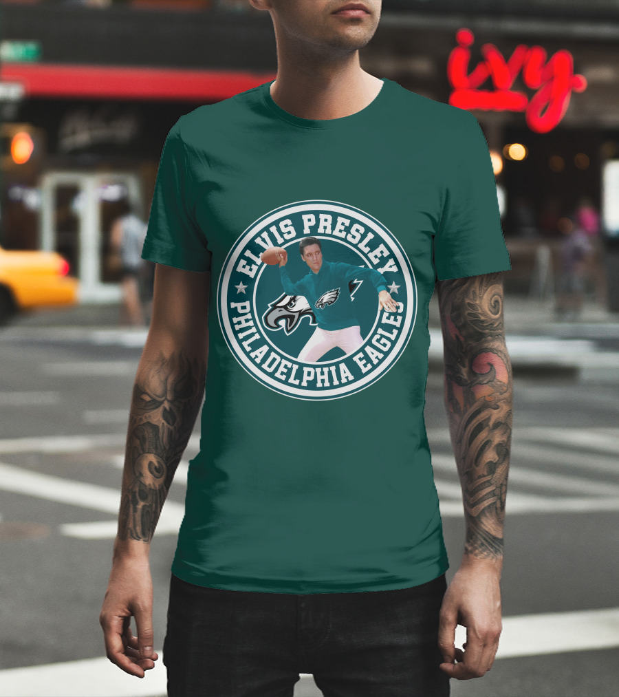 Elvis Presley Philadelphia Eagles Football Quarterback T-Shirt