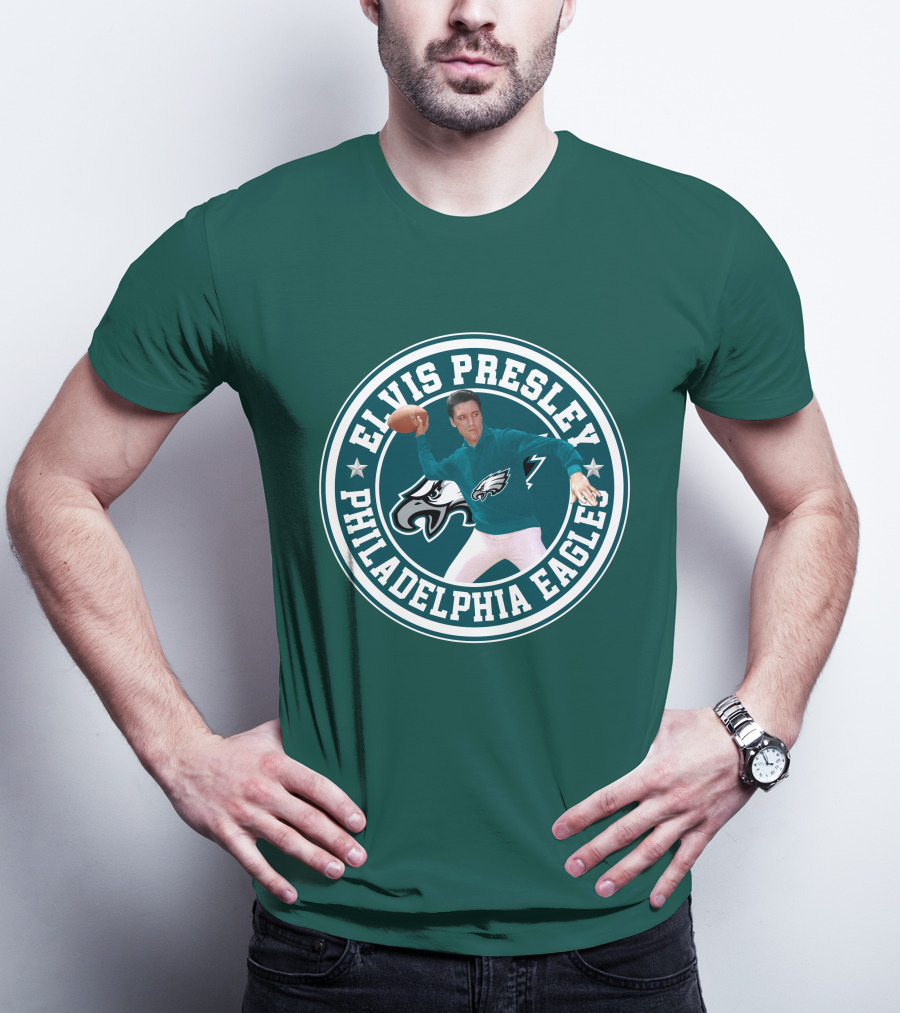 Elvis Presley Philadelphia Eagles Football Quarterback T-Shirt
