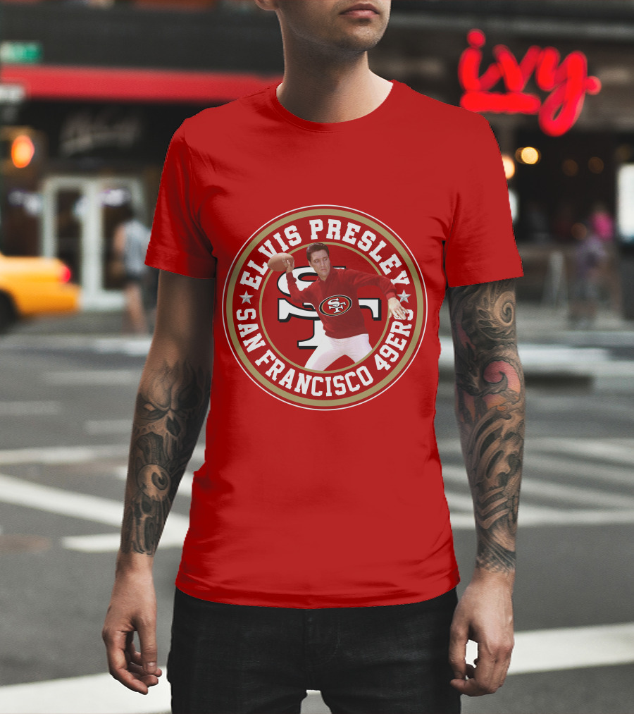 Elvis Presley San Francisco 49ers Football Player Circle T-Shirt
