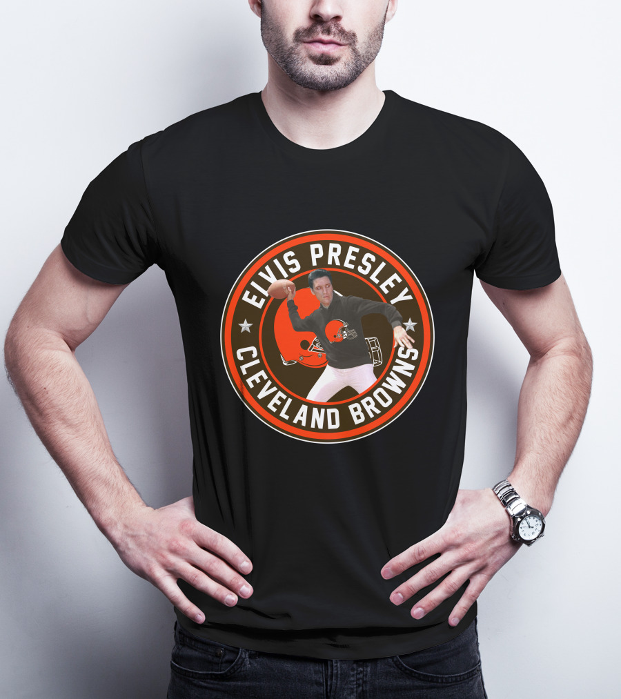 Elvis Presley Cleveland Browns Football Quarterback T-Shirt