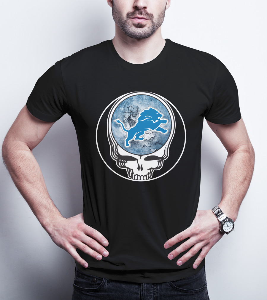Detroit Lions Skull Logo Fusion T-Shirt