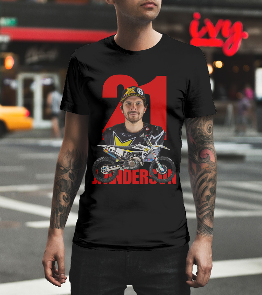 Jason Anderson 21 Motocross Star With Bike And Number T-Shirt