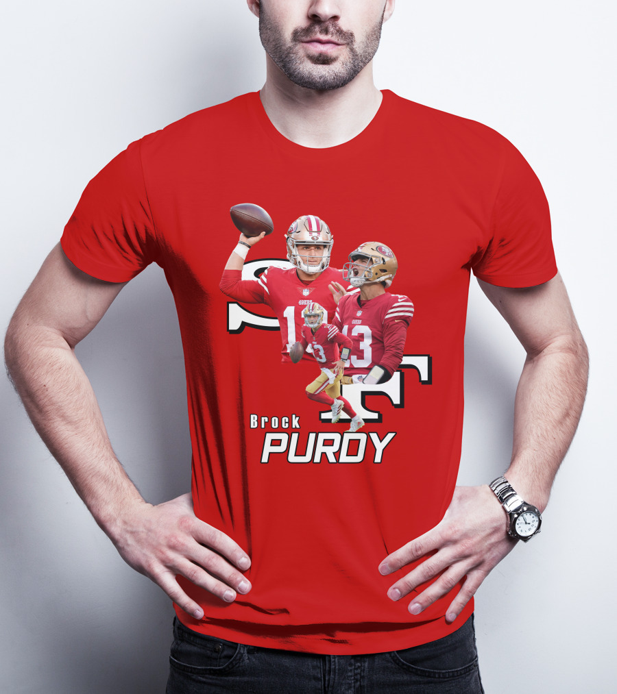 Brock Purdy NFL Quarterback Action Collage T-Shirt