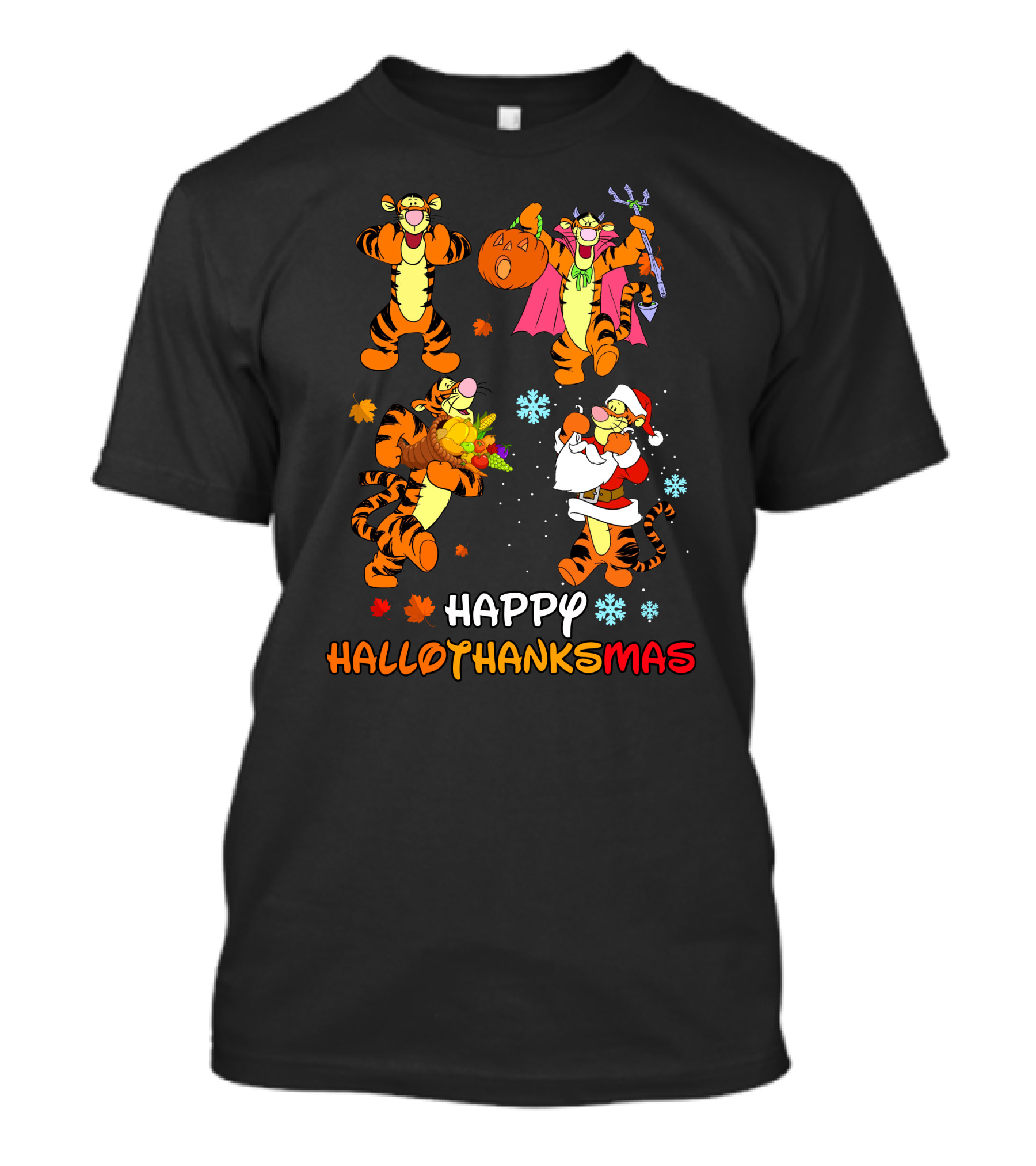 Happy HALLOTHANKSMAS Tigger Celebrating Halloween Thanksgiving Christmas T-Shirt