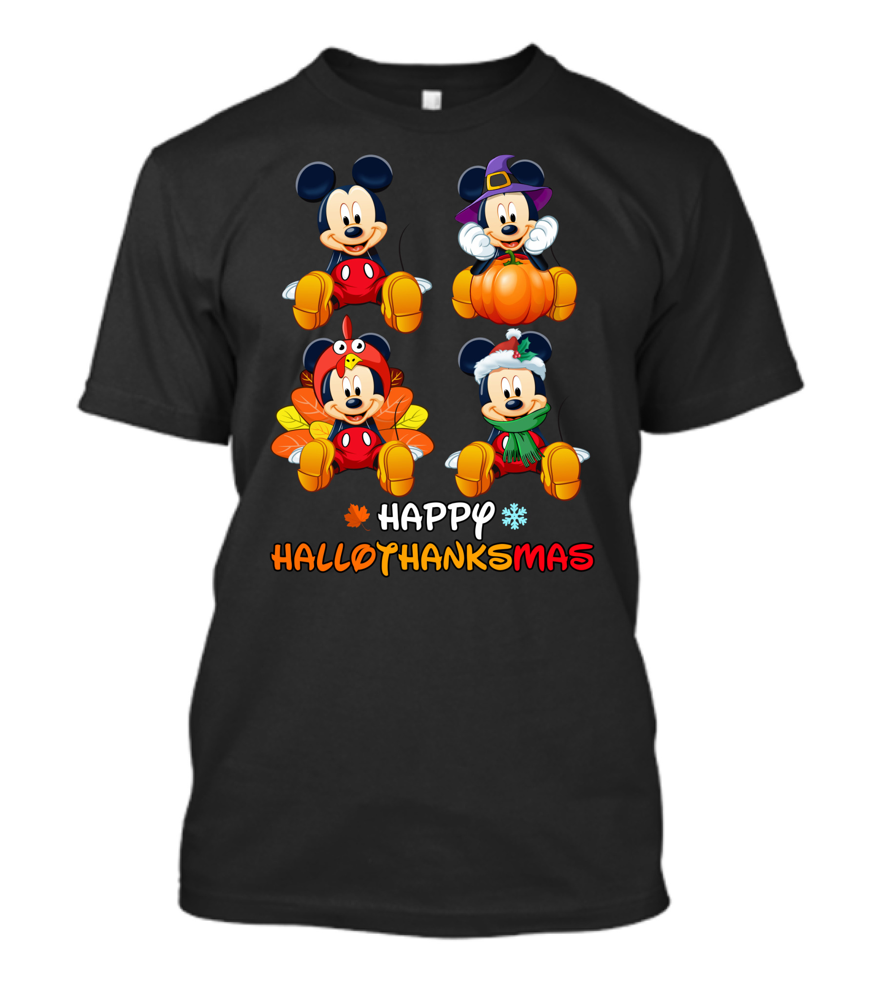 Happy HALLOTHANKSMAS Mickey Mouse Pumpkin Turkey Christmas T-Shirt