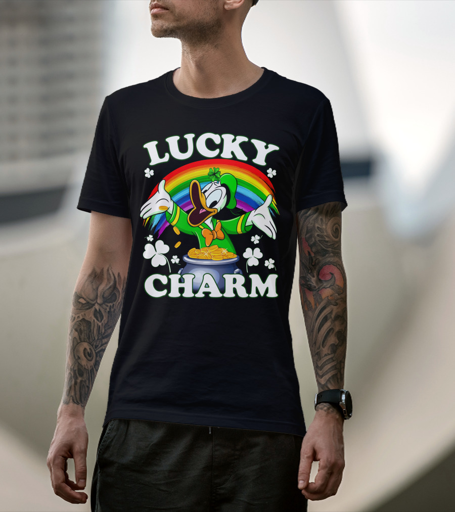 Lucky Charm Donald Pot Of Gold Rainbow Clovers T-Shirt