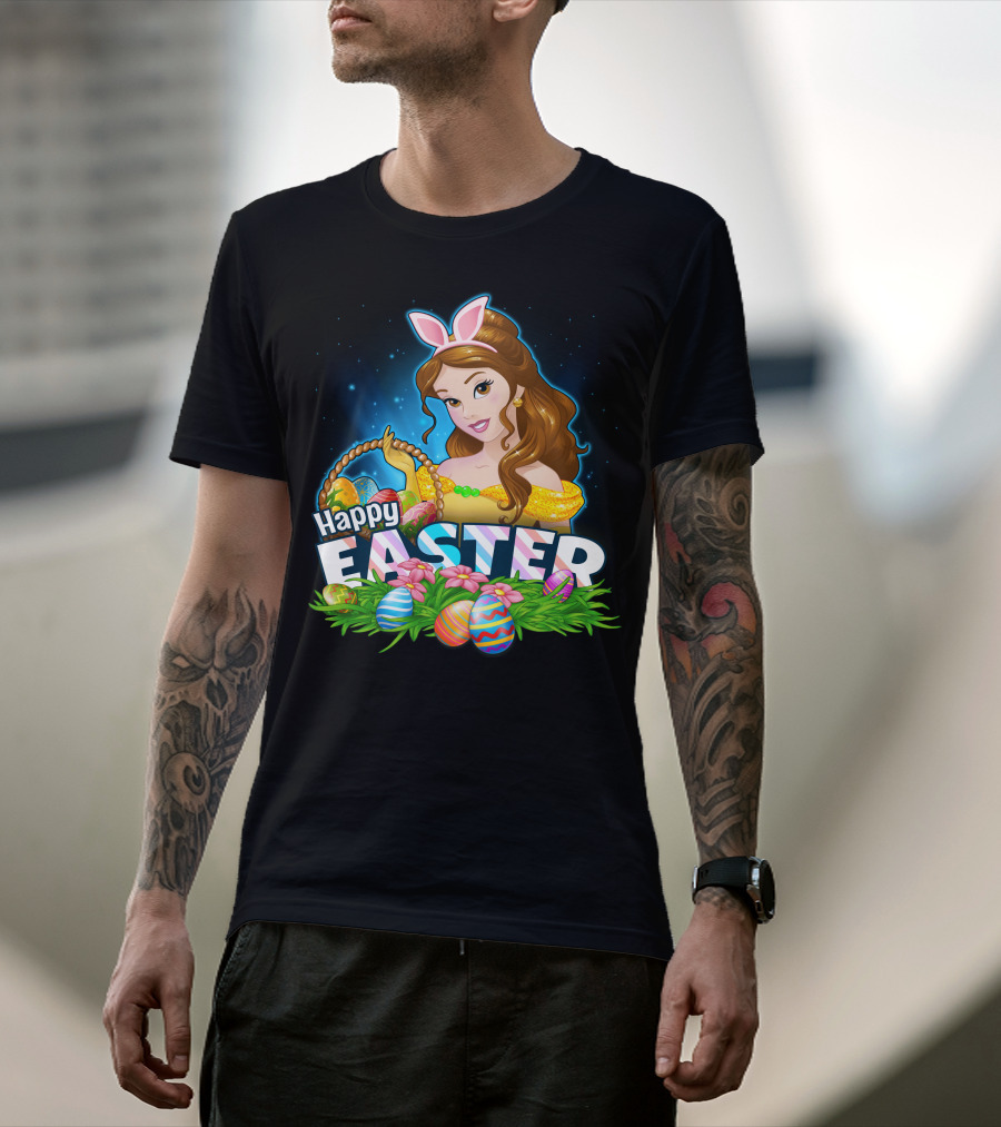 Bella Happy Easter Bunny Ears With Easter Eggs And Flowers T-Shirt