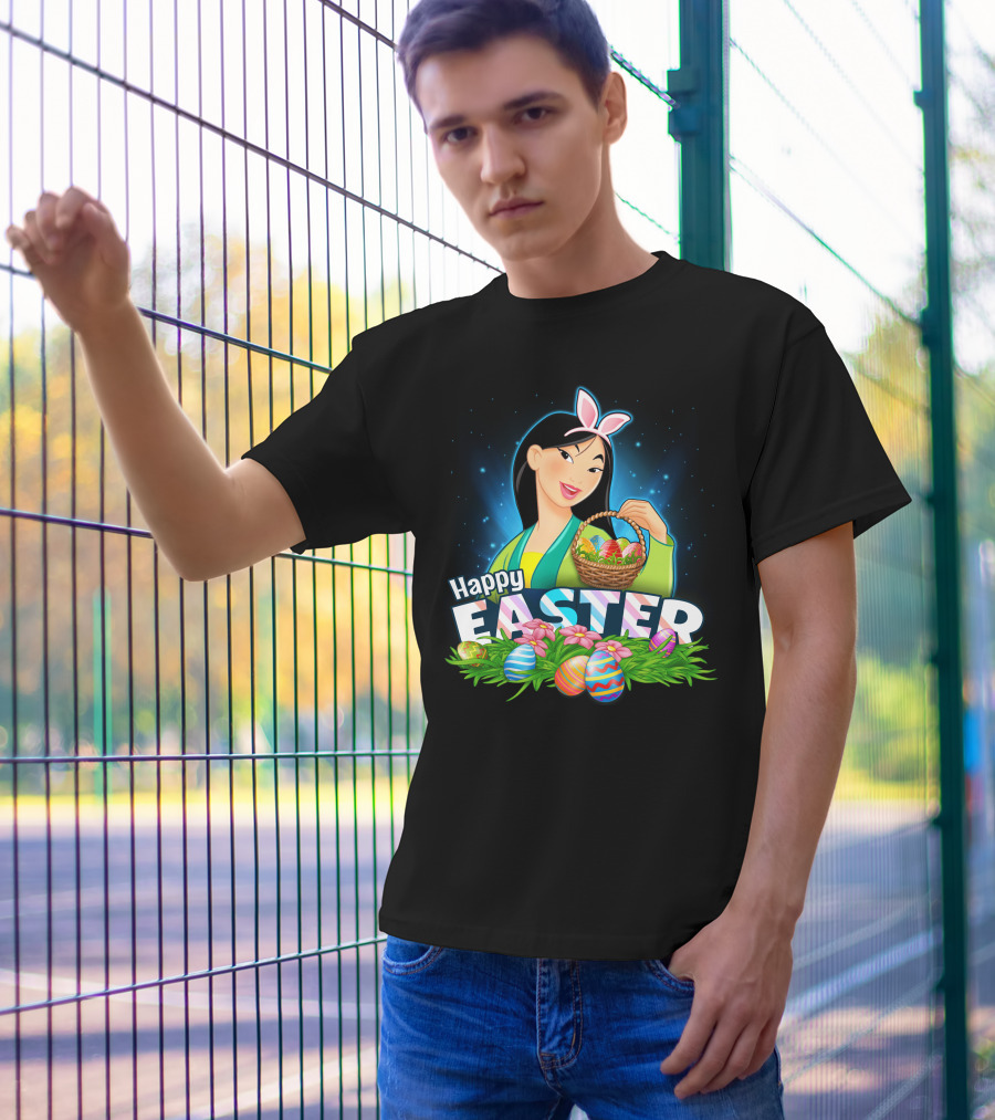 Mulan Happy Easter Basket With Eggs And Flowers T-Shirt